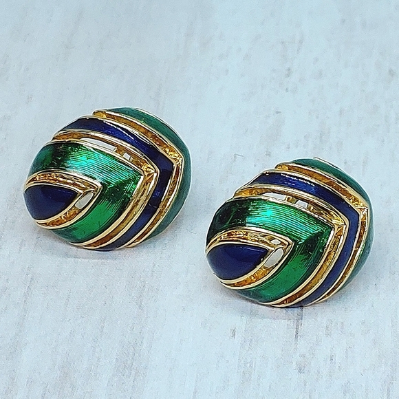 D'Orlan | Jewelry | Dorlan Vintage Earring Green And Blue Enamel In A ...